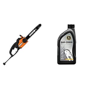 worx wg303.1 14.5 amp 16″ electric chainsaw & sun joe swj-oil premium bar, 1-quart