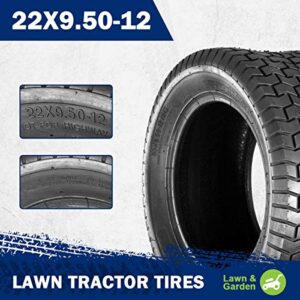 MaxAuto 22x9.5-12 22x9.5x12 Turf Tires for Lawn & Garden Mower 4 Ply, Set of 2