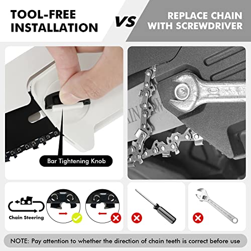 LAMA Mini Chainsaw Cordless, 6-Inch Handheld Electric Chainsaw with 2 Rechargeable Batteries & 2 Chains, Small Chain Saw with Safety Lock for Wood Cutting Tree Branch Trimming