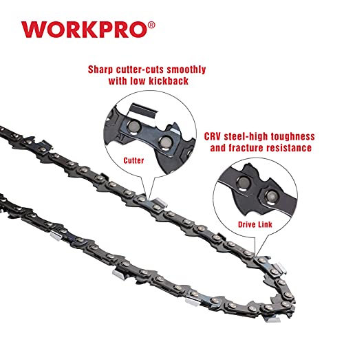 WORKPRO 2-Pack Chainsaw Chain for 16-Inch Bar, 3/8"Pitch, 56 Drive Links Wood Cutting Saw Chain for Chainsaw Parts fits Craftsman, Poulan, Echo, DeWalt