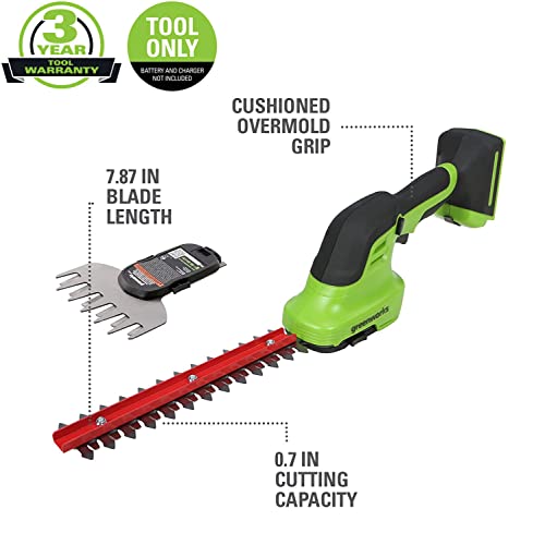 Greenworks 24V Cordless Shear Shrubber, Tool Only