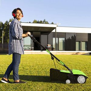 Goplus 2-in-1 Lawn Mowers 13-Inch Lawn Dethatcher 12 Amp, 3 Level Depth Adjustable Weeder w/ 40L Collection Bag & 2 Removable Blades, Corded Electric Scarifier for Garden & Yard