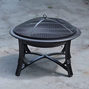 LDCHNH Camping Fire Pit Bonfire Stove Bonfire Activity Wood Basket Black Garden Decoration Wood Stove Heating Furnace with Baking Net