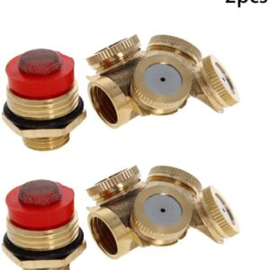 Heyiarbeit Misting Spray Nozzle, 1/2BSPF Brass 4 Holes Garden Sprinklers Irrigation Connector Fitting with Filter Mesh 2Pcs