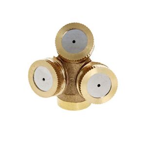 jutagoss misting spray nozzle, 1/4bspf brass 3 hole garden sprinklers irrigation connector fitting 5pcs