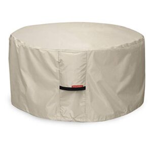 porch shield fire pit cover – waterproof 600d heavy duty round patio fire bowl cover beige – 32 inch