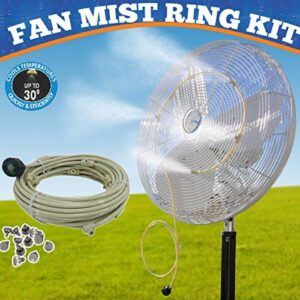 mistcooling – fan mist kit – made in usa tubing – low pressure misting ring – diy fan mist ring with brass/stainless steel nozzles (2 nozzle system)