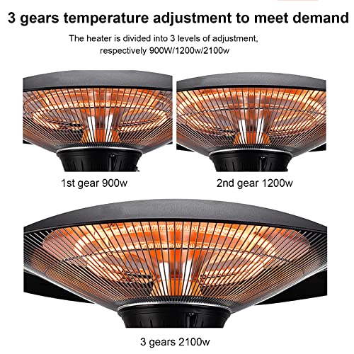 2100W Outdoor Electric Heater,3 Heating Mode Space Heater Double Halogen Tube Heater with Tip Over Protection,Waterproof Patio Heater for Garden Courtyard Balcony Garage-2100w 50x210cm(20x83inch)