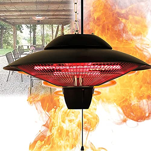 NaoSIn-Ni Outdoor Electric Patio Heater,1500W Infrared Hanging Ceiling Space Heaters, 3 Power Levels, IP55 Waterproof, for Indoor Restaurant Garden