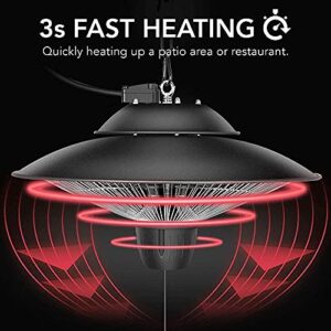 NaoSIn-Ni Outdoor Electric Patio Heater,1500W Infrared Hanging Ceiling Space Heaters, 3 Power Levels, IP55 Waterproof, for Indoor Restaurant Garden