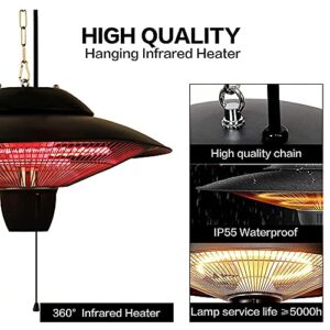 NaoSIn-Ni Outdoor Electric Patio Heater,1500W Infrared Hanging Ceiling Space Heaters, 3 Power Levels, IP55 Waterproof, for Indoor Restaurant Garden