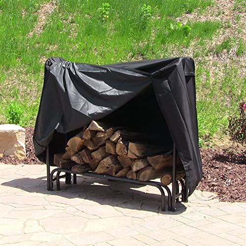 Sunnydaze 5-Foot Firewood Log Rack Cover - Weather-Resistant Outdoor Heavy-Duty Wood Polyester Fabric Storage Cover with PVC Backing - Black