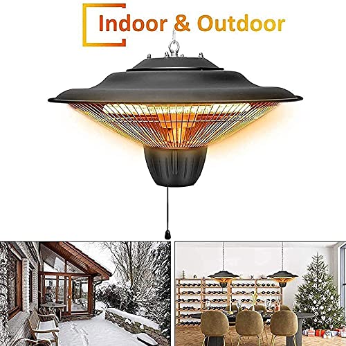 WLL-DP Electric Patio Heater, Ceiling Hanging Space Heater, Freestanding Silent Heater, 3 Power Settings, for Indoor Outdoor Yard Garden, 2000W