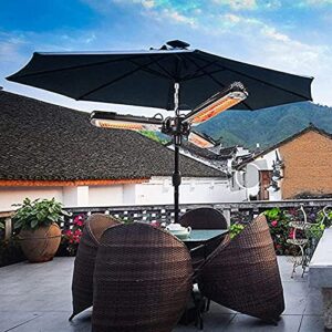 NaoSIn-Ni Patio Parasol Heater,2KW Electric Infrared Radiant Heater with 3 Folding Heating Panels for Garden Balcony Outdoor Restaurant