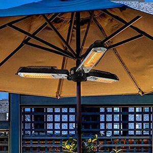 NaoSIn-Ni Patio Parasol Heater,2KW Electric Infrared Radiant Heater with 3 Folding Heating Panels for Garden Balcony Outdoor Restaurant