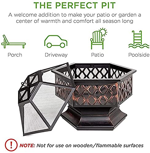 NaoSIn-Ni Garden Square Metal Brazier, Fire Pit with BBQ Grill Shelf Garden with Poker, Grill, Mesh Lid, Grate 63 61cm