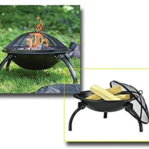 NaoSIn-Ni Outdoor Fire Pit, Steel Foldable Fire Pit Garden Patio Heater BBQ, with Spark Screen, Fireplace Poker