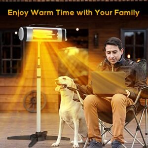 Outdoor Patio Heater, FLAMEMORE Electric Patio Heater with Remote, 1500W Standing Infrared Heater, Quiet & 24H Timer, Space Heater for Garage Outdoor Use, Tip-Over Protection