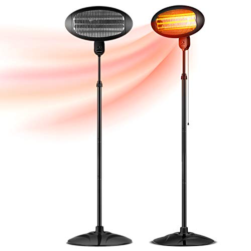 Patio Heater Indoor - Outdoor Electric Heater - 1500W Carbon Infrared Heater Floor Standing - Patio Heater,Infrared Heater,3 Power Levels Patio Heater,Waterproof for Garden,Garage,Bedroom