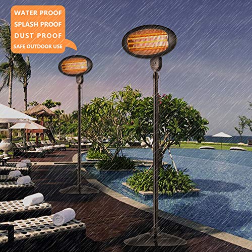 Patio Heater Indoor - Outdoor Electric Heater - 1500W Carbon Infrared Heater Floor Standing - Patio Heater,Infrared Heater,3 Power Levels Patio Heater,Waterproof for Garden,Garage,Bedroom