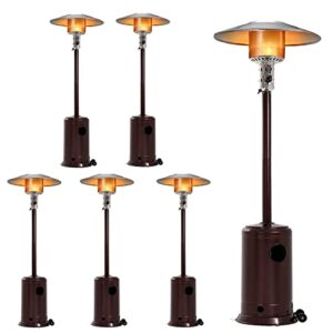 romonica 41,000btu outdoor patio heater tall standing hammered finish garden outdoor heater propane standing, bronze – 6 set