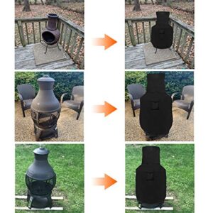 WOMACO Chiminea Cover Waterproof Patio Chiminea Fire Pit Cover Heavy Duty Weather Resistant Outdoor Chimney Protective Cover (25"D x 50"H, Black)