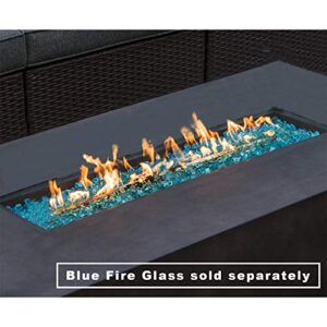 COSIEST 2-Piece Outdoor Propane Fire Table Set, Rectangle Concrete 56-inch x 28-inch Bronze Fire Pit (50,000 BTU) w 20lb Tank Table,Waterproof Cover for Garden, Porch, Backyard