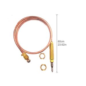 Patio Heater Thermocouple Replacement, Propane Gas Patio Heater Repair Replacement Parts with Nuts 600mm, for Patio and Room Heater Garden Outdoor Heater Accessories(as shown)