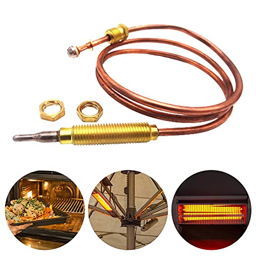 Patio Heater Thermocouple Replacement, Propane Gas Patio Heater Repair Replacement Parts with Nuts 600mm, for Patio and Room Heater Garden Outdoor Heater Accessories(as shown)