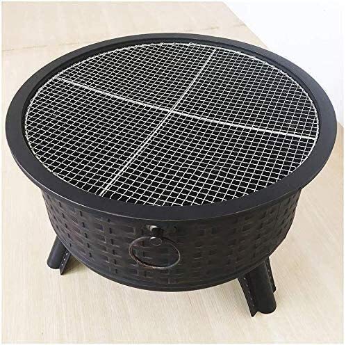 LEAYAN Garden Fire Pit Portable Grill Barbecue Rack Outdoor Fire Pit Patio Fire Steel BBQ Grill Fire Pit Bowl with Mesh Spark Screen Cover,Log Grate, Poker for Camping for Camping Backyard