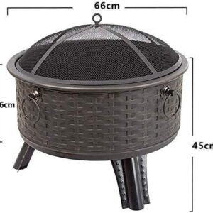 LEAYAN Garden Fire Pit Portable Grill Barbecue Rack Outdoor Fire Pit Patio Fire Steel BBQ Grill Fire Pit Bowl with Mesh Spark Screen Cover,Log Grate, Poker for Camping for Camping Backyard