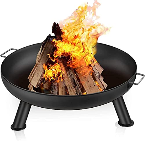 LEAYAN Garden Fire Pit Grill Bowl Grill Barbecue Rack Fire Pit Outdoor Wood Burning Fire Bowl 28in with A Drain Hole Fireplace Extra Deep Large Round Cast Iron