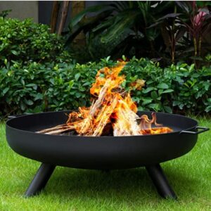 LEAYAN Garden Fire Pit Grill Bowl Grill Barbecue Rack Fire Pit Outdoor Wood Burning Fire Bowl 28in with A Drain Hole Fireplace Extra Deep Large Round Cast Iron