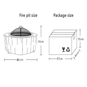 LEAYAN Garden Fire Pit Grill Bowl Grill Barbecue Rack Fire Pits Bowls,for Garden Wood Burning BBQ with Grill and Lid Cast Iron Outdoor Firepit for Log Burning for Patio Camping Waterproof 80cm