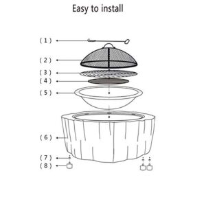 LEAYAN Garden Fire Pit Grill Bowl Grill Barbecue Rack Fire Pits Bowls,for Garden Wood Burning BBQ with Grill and Lid Cast Iron Outdoor Firepit for Log Burning for Patio Camping Waterproof 80cm