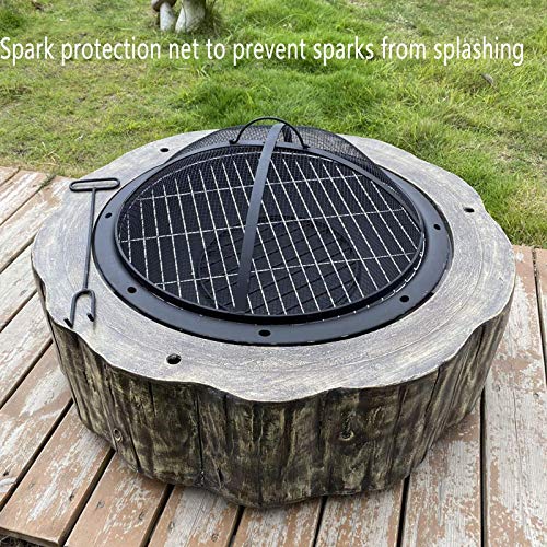 LEAYAN Garden Fire Pit Grill Bowl Grill Barbecue Rack Fire Pits Bowls,for Garden Wood Burning BBQ with Grill and Lid Cast Iron Outdoor Firepit for Log Burning for Patio Camping Waterproof 80cm