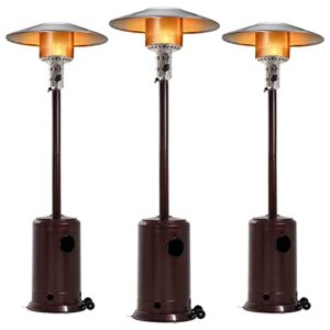 pionous powerful 41,000 btu patio heater tall standing hammered finish garden outdoor heater propane standing – 3 set, bronze