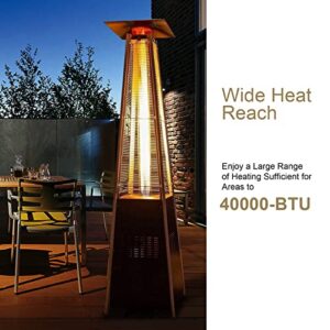 WERLIKE Outdoor Patio Heater，Pyramid Glass Tube Propane Patio Heater, with Black Wheels, for Outdoor Garden Camping Barbecue Party (Color : Brown)