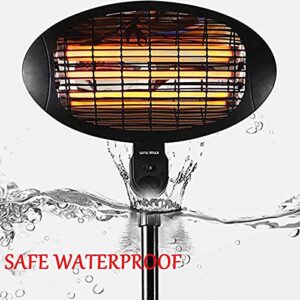 NaoSIn-Ni Electric Garden Patio Heater,Outdoor Freestanding Infrared Halogen Heaters 3 Power Levels Adjustment and IP34 Waterproof Anti-Rollover Protection