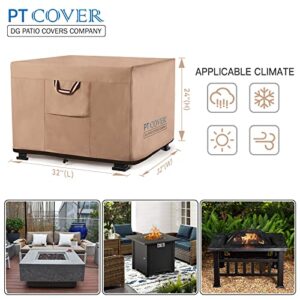 Fire Pit Cover - 30 Inch 32 Inch Strong Fade-Resistant Tear-Resistant UV-Resistant Waterproof Heavy Duty 900D Material Fire Table Cover Square for Outdoor Fire Pit Table - Brown