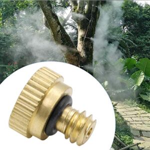 MroMax 5Pcs Brass Misting Nozzle - 3/16 Thread 0.2mm Orifice Dia Replacement Heads Atomizing Mister Sprayer Nozzle for Outdoor Cooling System Greenhouse Landscaping Dust Control