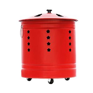 jnyb burning barrel 1set small garden furnaces incinerator bin galvanised metal incinerator fire burning bin with cover, can burn garbage, paper, leaves,29.5×34.5cm