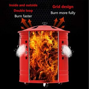 JNYB Burning Barrel 1set Small Garden Furnaces Incinerator Bin Galvanised Metal Incinerator Fire Burning Bin with Cover, Can Burn Garbage, Paper, Leaves,29.5x34.5cm