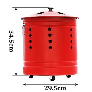 JNYB Burning Barrel 1set Small Garden Furnaces Incinerator Bin Galvanised Metal Incinerator Fire Burning Bin with Cover, Can Burn Garbage, Paper, Leaves,29.5x34.5cm