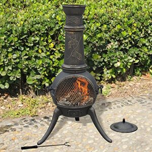 TWDYC Garden Fire Pit Outdoor Cast Iron Mantelpiece Retro Charcoal Stove European Style Backyard Heating Oven Patio Vertical Fireplace