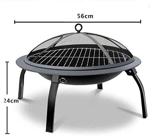 Garden Fire Pit Portable Grill Barbecue Rack Outdoor Fire Pit 42 Inch Large Bonfire Wood Burning Patio & Backyard Firepit for with Round Spark Screen with Cover BBQ Cooking for Camping Backyard