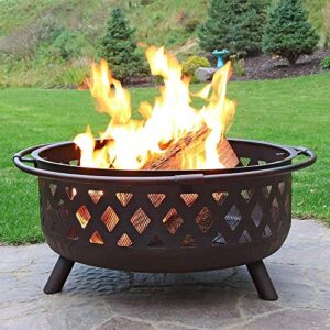 LEAYAN Garden Fire Pit Grill Bowl Grill Barbecue Rack Fire Pit,36" Large Bonfire Wood Burning Patio & Backyard Firepit for with Spark Screen Fireplace Poker and Round Cover,Outdoor Fire Pits