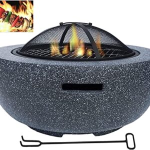 LEAYAN Garden Fire Pit Grill Bowl Grill Barbecue Rack Wood Burning Fire Pit BBQ Grill Firepit Bowl Outdoor Heaters & Fire Pits Table Top Fire Pit Outdoor with Grill Grate for Camping/Outdoor Heating