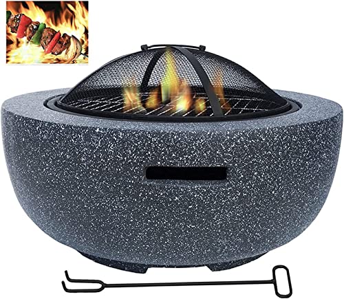 LEAYAN Garden Fire Pit Grill Bowl Grill Barbecue Rack Wood Burning Fire Pit BBQ Grill Firepit Bowl Outdoor Heaters & Fire Pits Table Top Fire Pit Outdoor with Grill Grate for Camping/Outdoor Heating