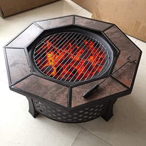 LEAYAN Garden Fire Pit Grill Bowl Grill Barbecue Rack Outdoor Fire Pit Garden Wood Burning Fire Pit Bowl Barbecue Table, Backyard Patio Lawn Garden Fire Pit Cooking Grate